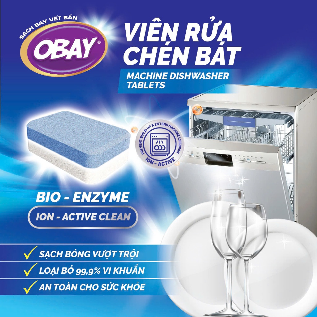 [HÀNG TẶNG KHÔNG BÁN] Viên rửa chén bát OBAY không mùi dành cho máy rửa ...
