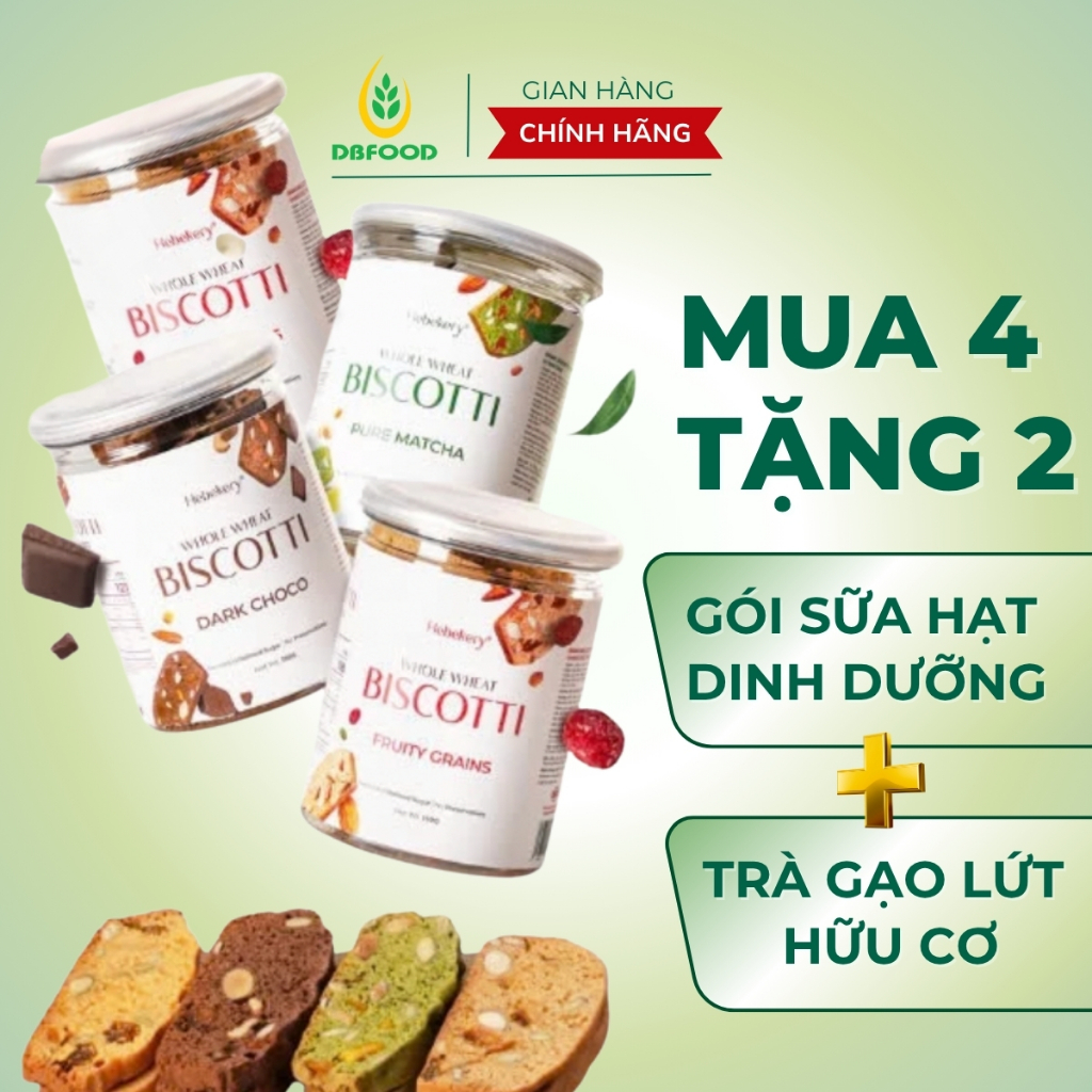 [MUA 4 TẶNG 2] COMBO 4 Hũ Biscotti Ăn Kiêng Nguyên Cám Calo Thấp (300g) - Bánh Ngũ Cốc Ăn Vặt ...