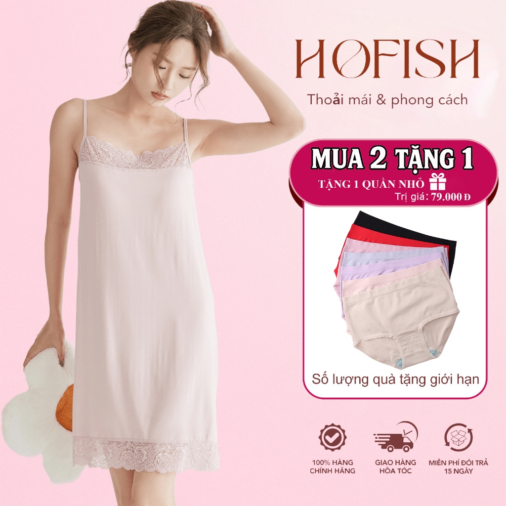Váy Ngủ 2 Dây Họa Tiết Ren Mềm Mại Thoải Mái HOFISH HFS2488 | Shopee ...