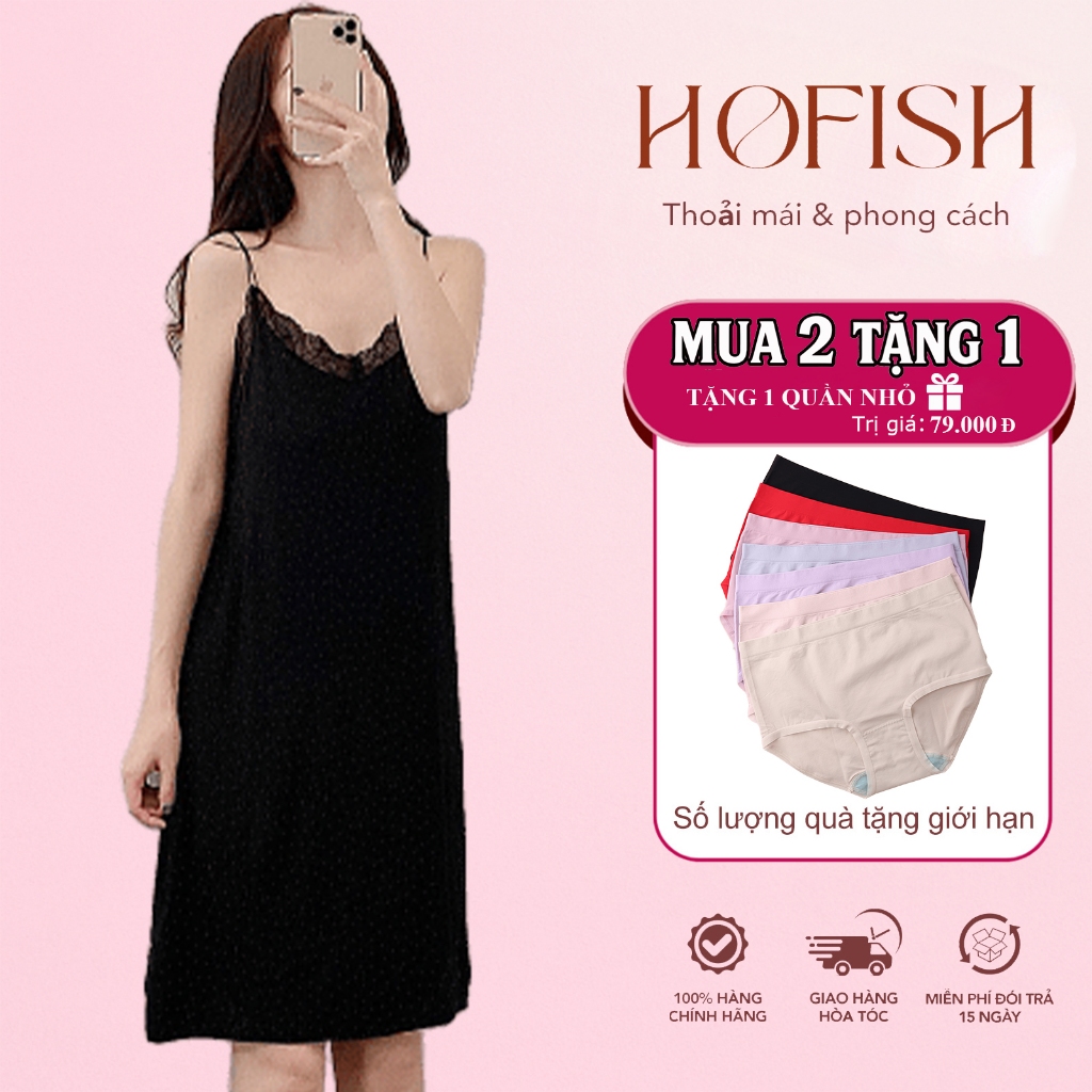 Váy Ngủ 2 Dây Họa Tiết Ren Có Mút Ngực Thoáng Mát Mặc Hàng Ngày HOFISH ...