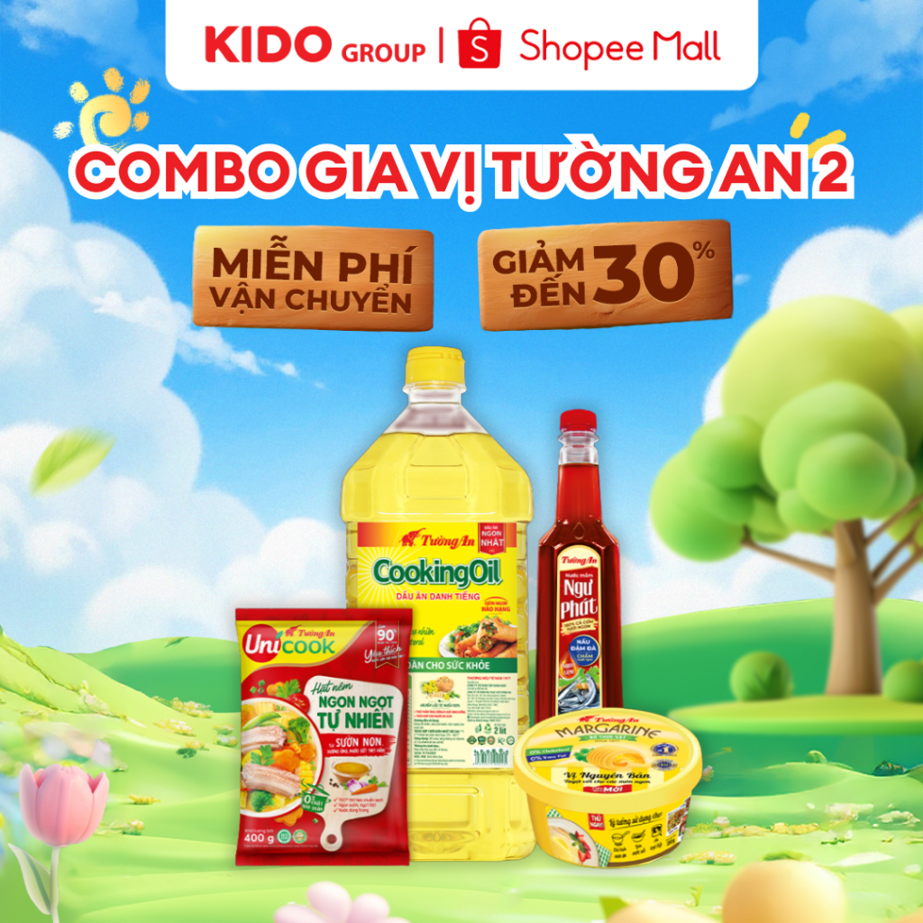 COMBO GIA VỊ TƯỜNG AN 2: Dầu Ăn CookingOil 2L, Nước Mắm Ngư Phát 500ml, Hạt nêm TA Unicook Sườn ...