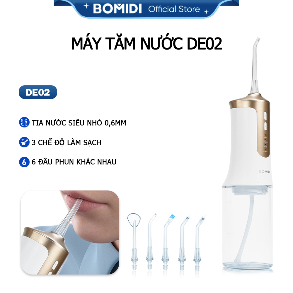 Máy Tăm Nước BOMIDI DE02- Tăm Nước Cầm Tay 3 chế độ dùng được răng Miềng 240ML Làm Sạch Răng ...