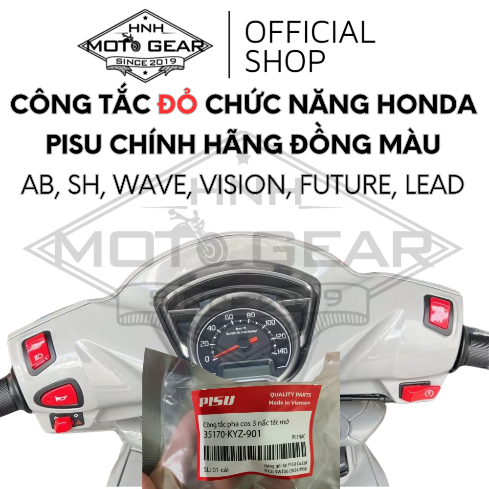 Công Tắc Đỏ PISU Cho Xe Honda Wave, Future, Vision, SH, AB, Lead, SH ...