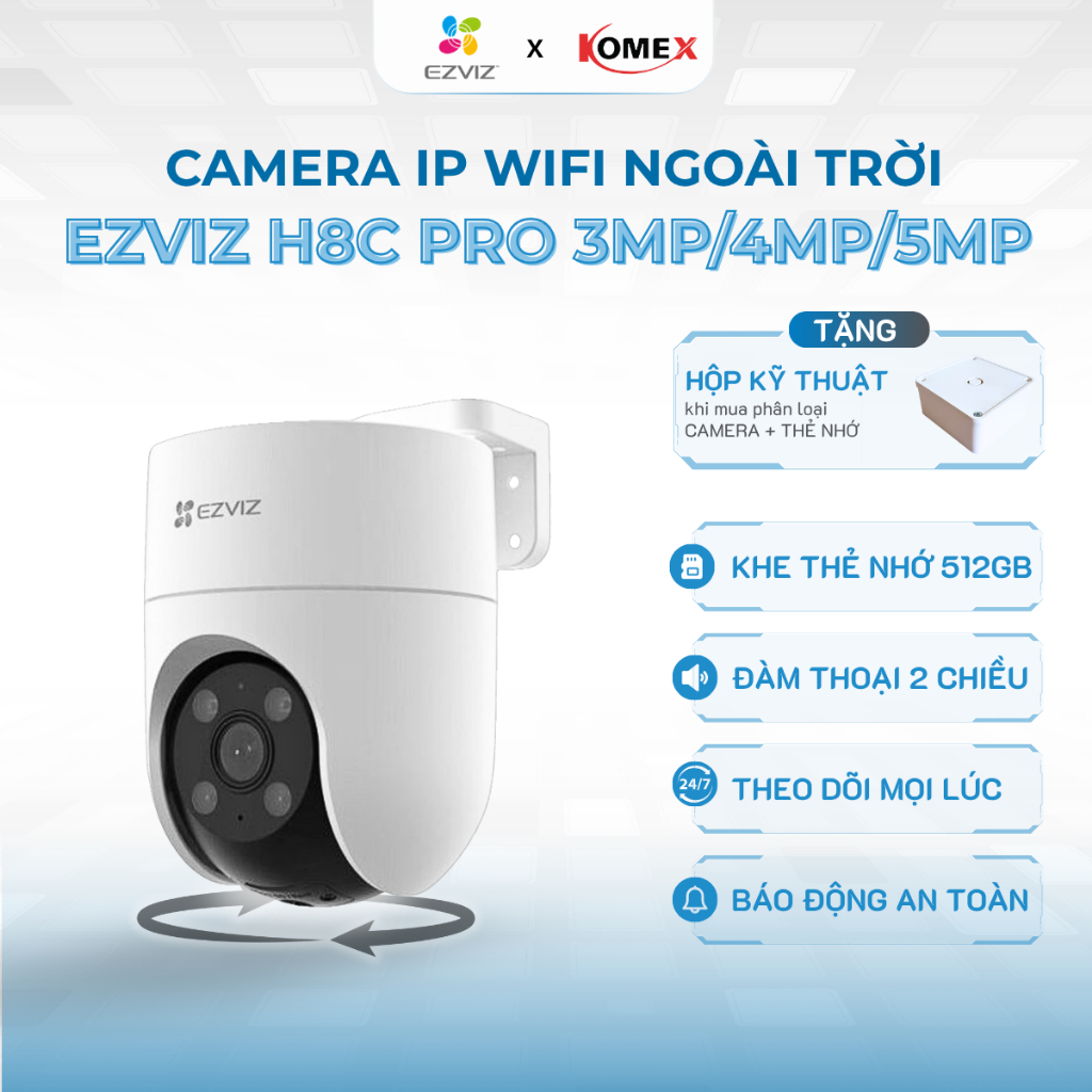 Camera Wifi Ngoài Trời EZVIZ H8C PRO 3MP, 4MP, 5MP Độ Phân Giải 2K/2K+/3K, đàm thoại 2 chiều ...