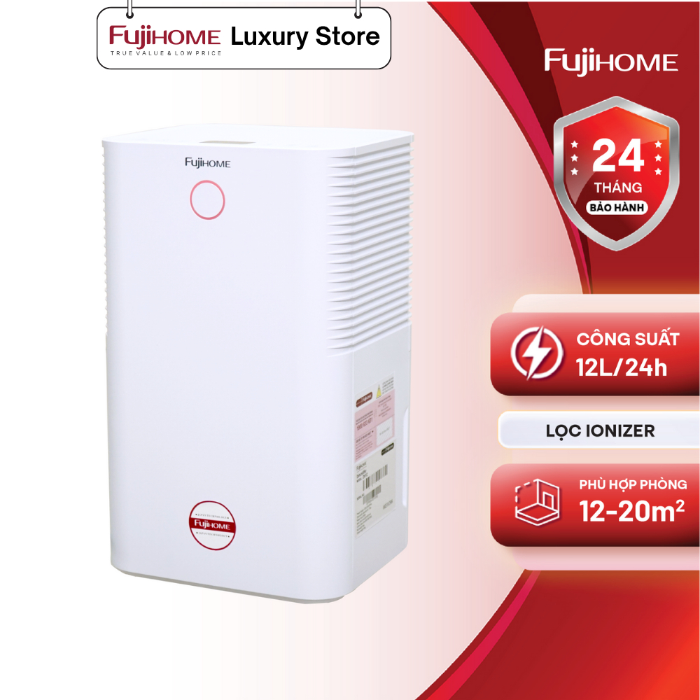 Máy hút ẩm công nghệ Block FUJIHOME DH12 Công suất 12lít/ ngày - Đèn ...