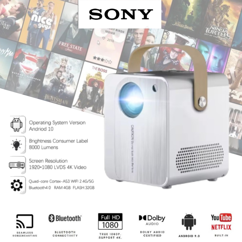 Máy chiếu Android SONY Y8 PRO Mini 6500 Lumens HD 1080P 4K WiFi LED ...