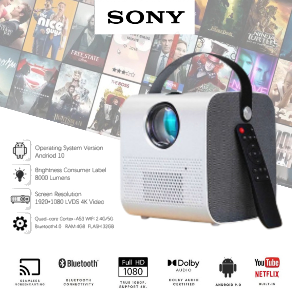 Máy chiếu SONY Q3 Pro Android Projector WIFI LED LCD 4K HD 1080p 8000 ...