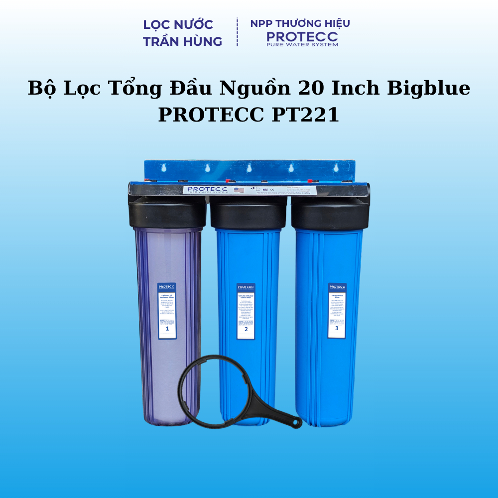 Bộ Lọc Tổng Đầu Nguồn 3 Cấp Lọc Bigblue 20 Inch PROTECC PT221 Chính ...