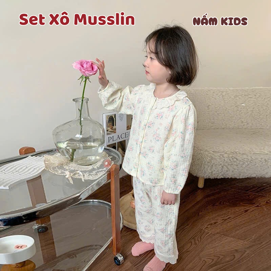Set Xô Musslin Cho Bé Gái Nấm Kids Ấm Áp Mềm Mại Thấm Hút Mồ Hôi Tốt ...