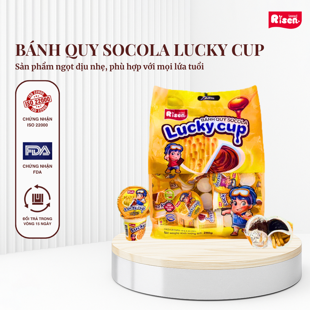 Bánh quy Socola Lucky Cup 280g Risen (Túi20 cốc*14g) Đồ Ăn Vặt Dịp Lễ 30/4 - 1/5 | Shopee Việt Nam