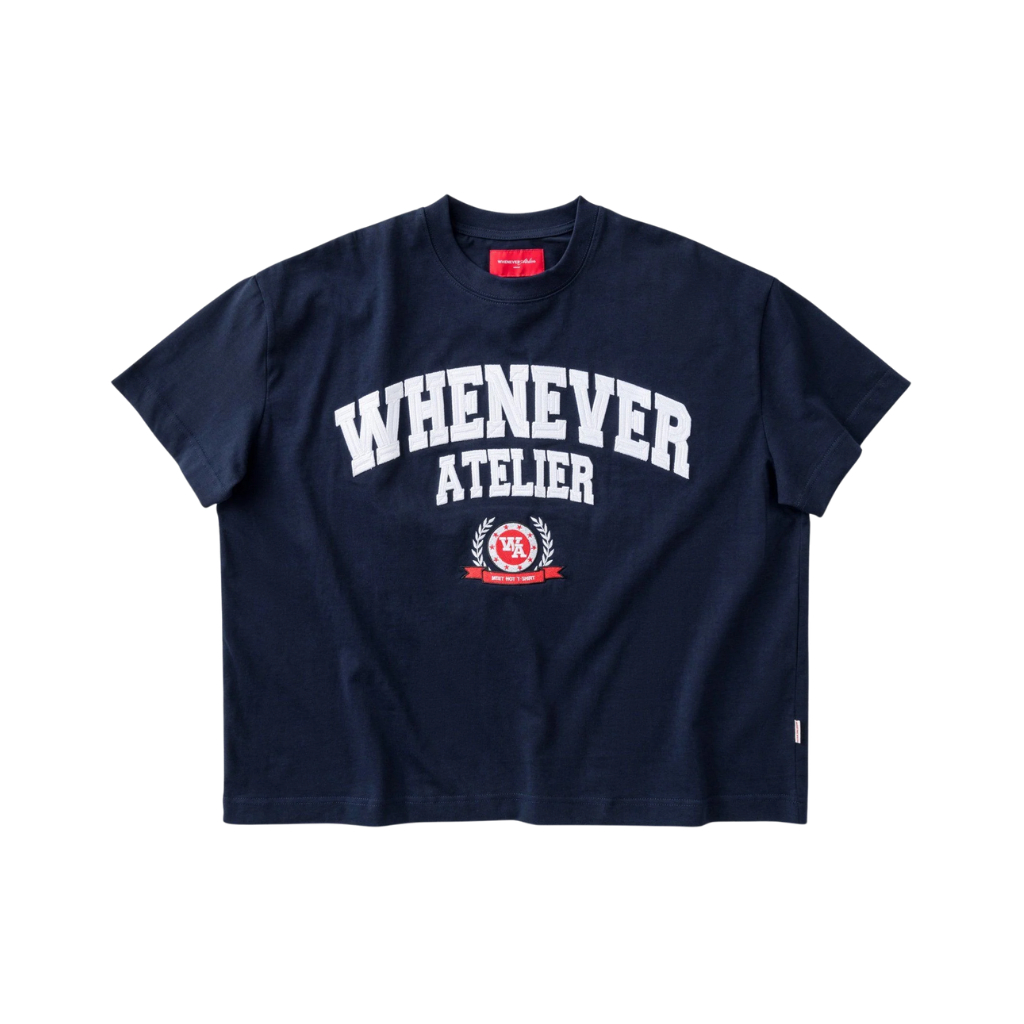 "WHENEVER" Áo Thun Whenever Atelier Logo Embroidered Form Boxy Unisex ...