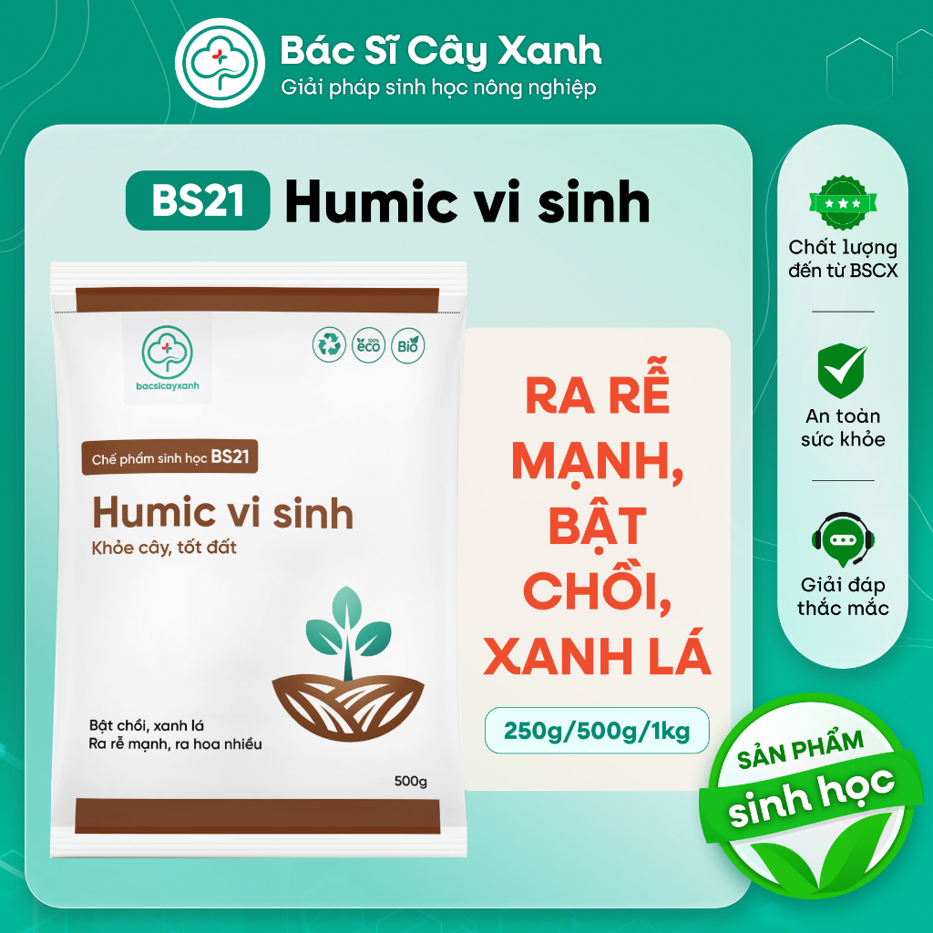 Chế Phẩm Kích Ra Rễ Đẻ Nhánh BS21 Humic Vi Sinh 250g 500g 1kg - Xanh Lá ...