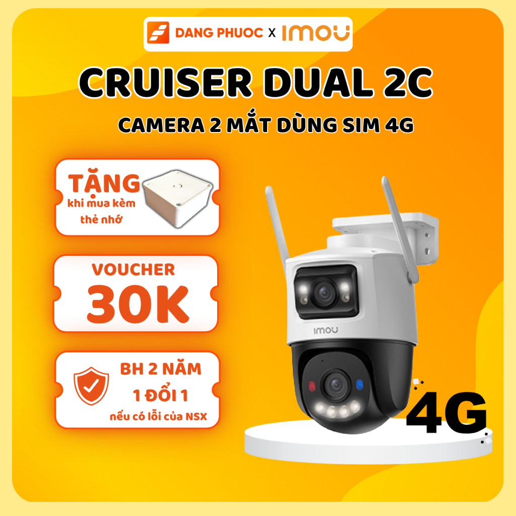 Camera Ngoài Trời Imou 4G Cruiser Dual 2C 6MP, xoay 360, đàm thoại 2 ...