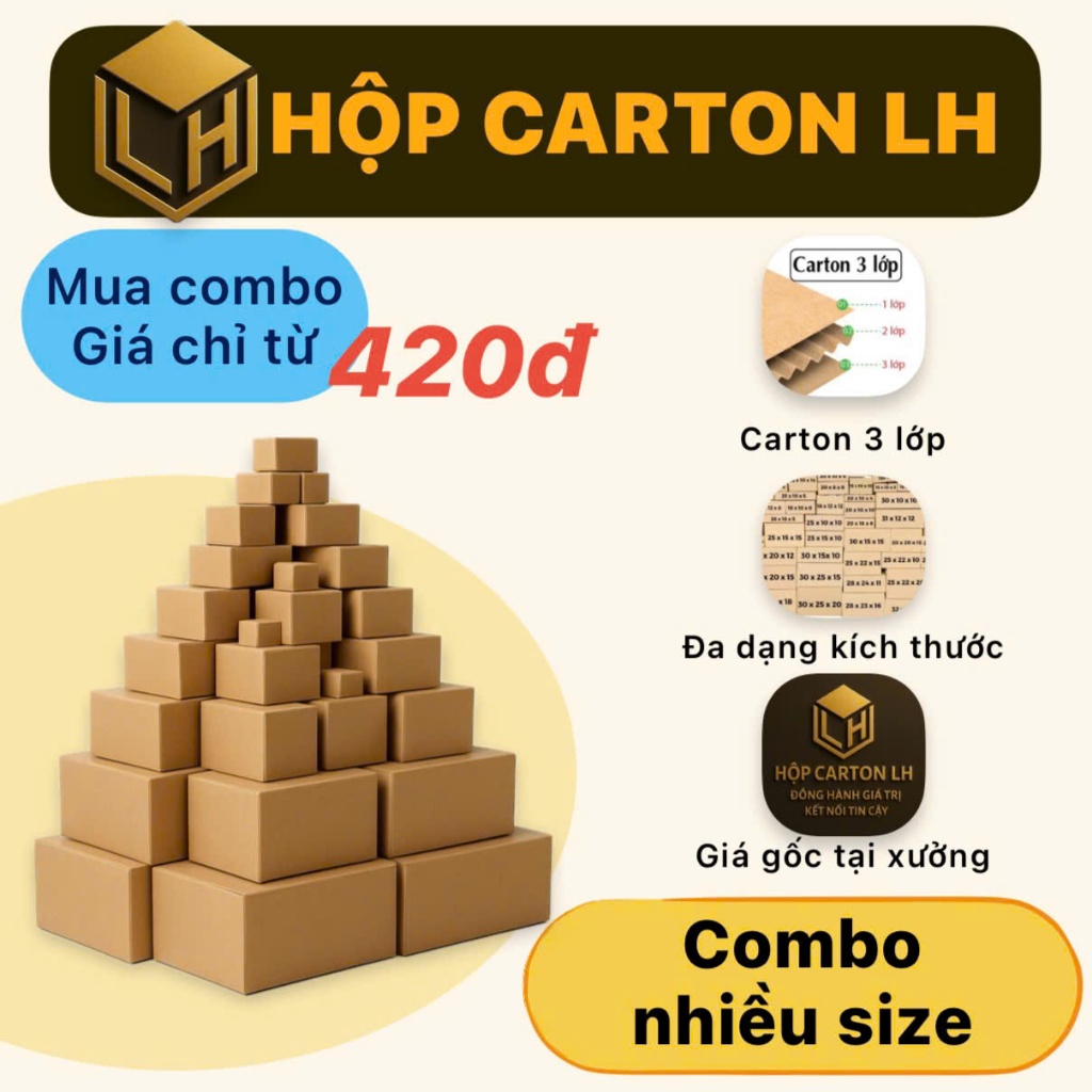 Combo 100 hộp carton đóng hàng nhiều size hộp giấy carton nhiều kích ...