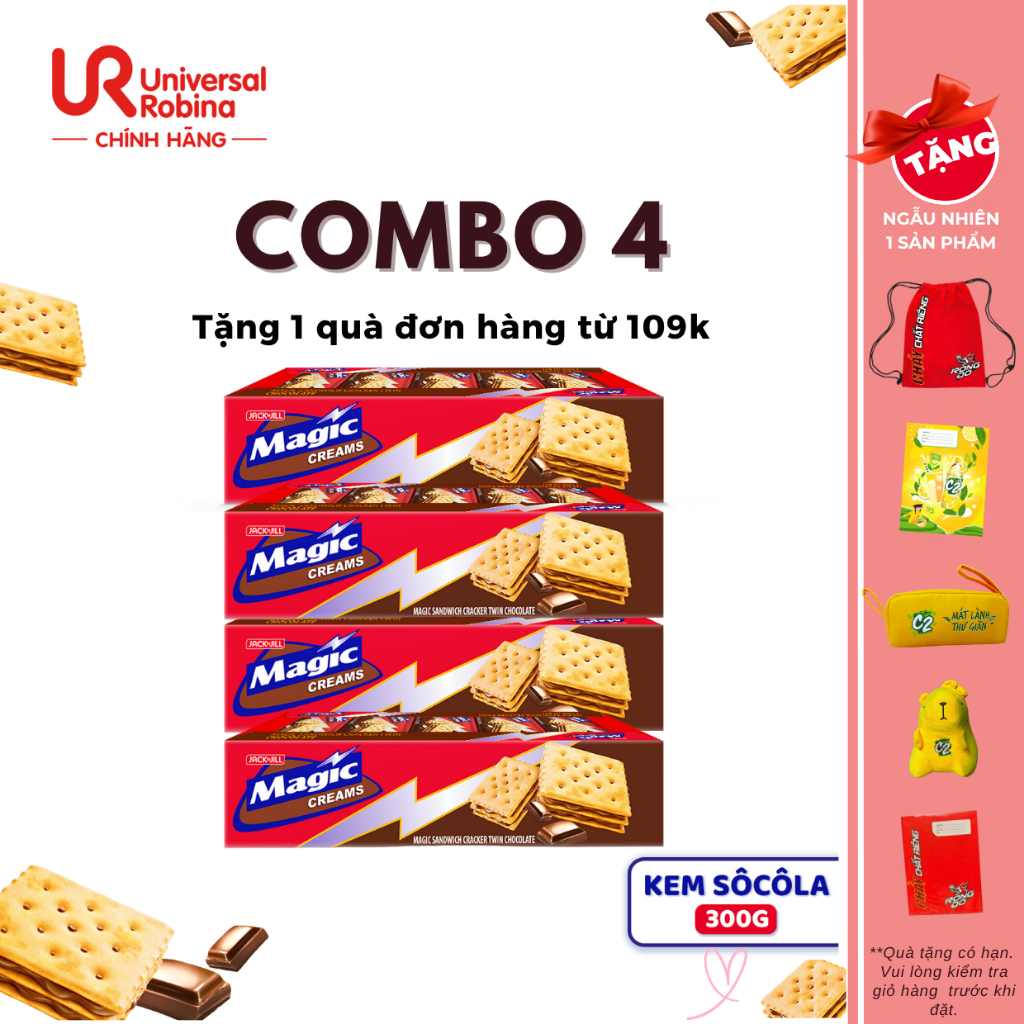 Combo 4 Hộp Bánh Magic Twin Socola – Bánh Quy Giòn Mặn, 2 Lớp Kem Socola, Hộp 300g x4 | Shopee ...