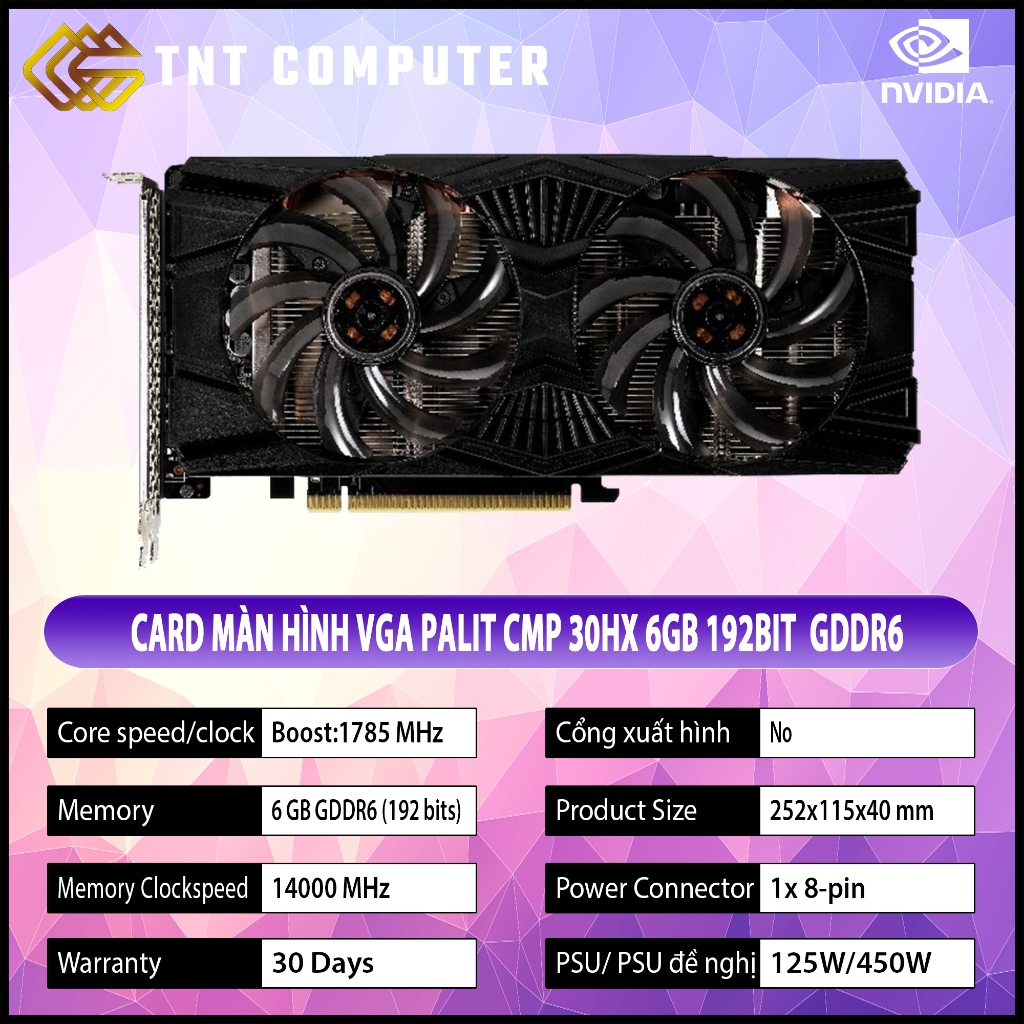 VGA - Card màn hình CMP 30HX Palit 6GB MOD x16 thành GTX1660 Super hiệu năng 60 - 80% 2nd ...