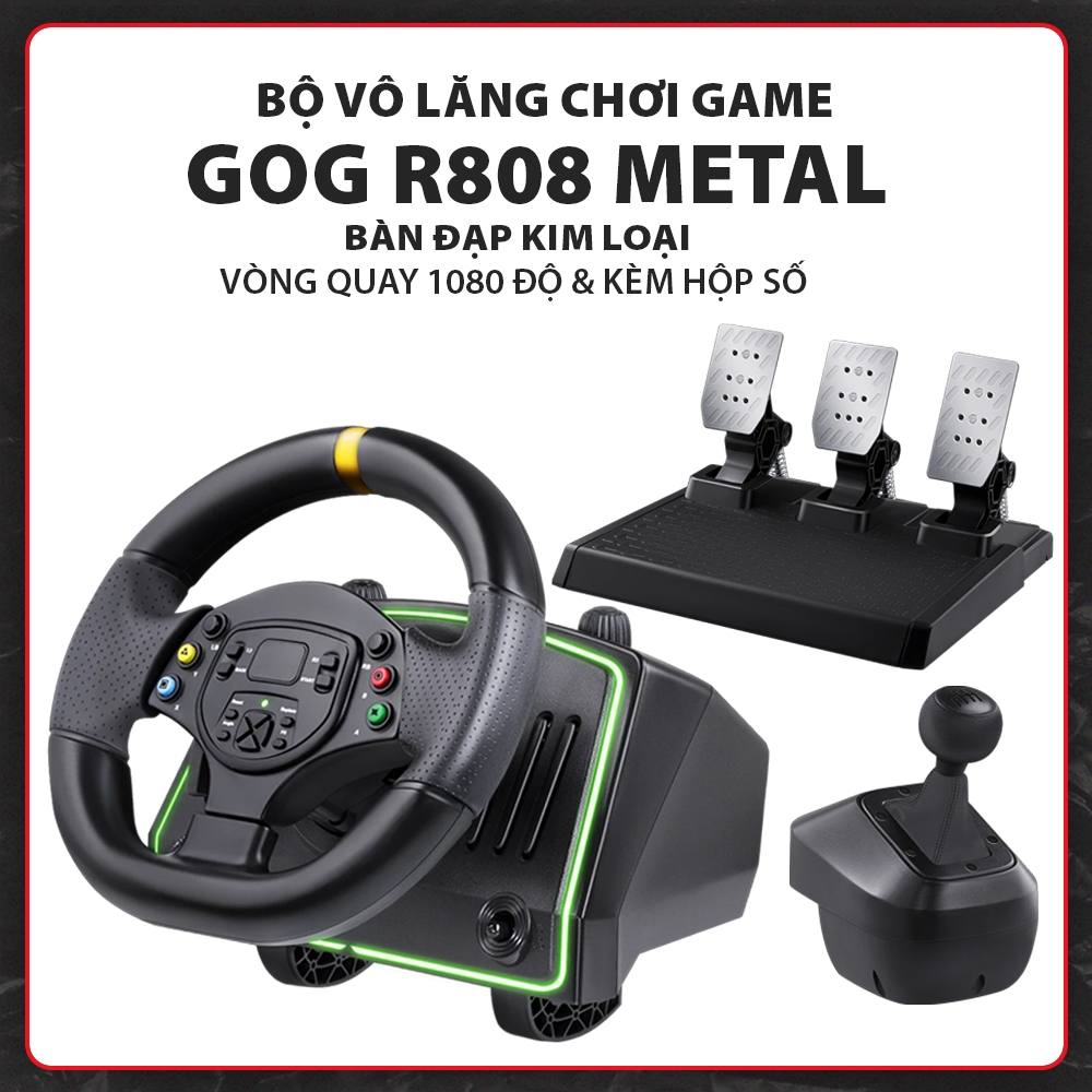 Vô Lăng Chơi Game GOG R808 Metal - Vòng Quay 1080 Độ & Kèm Hộp Số - Bàn ...