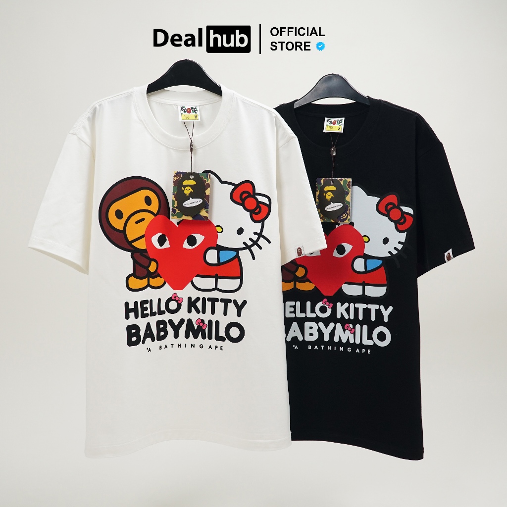 Áo Thun Bape x Hello Kitty & Baby Milo Trái Tim In Kỹ Thuật Số Form Âu ...