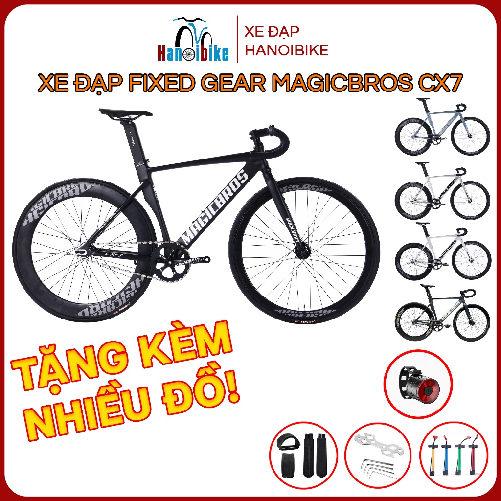 Xe đạp Fixed Gear Magicbros CX7 khung nhôm dẹt tặng kèm nhiều phụ kiện ...