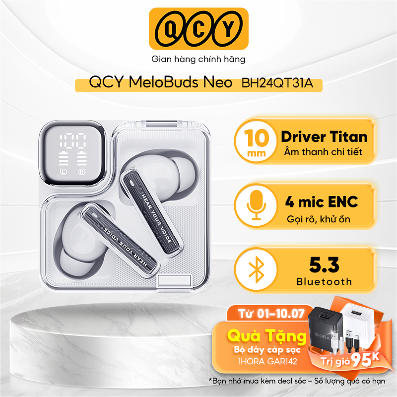 [QCY x BHD Live] Tai nghe QCY MeloBuds Neo BH24QT31A - Hàng Chính hãng | Shopee Việt Nam