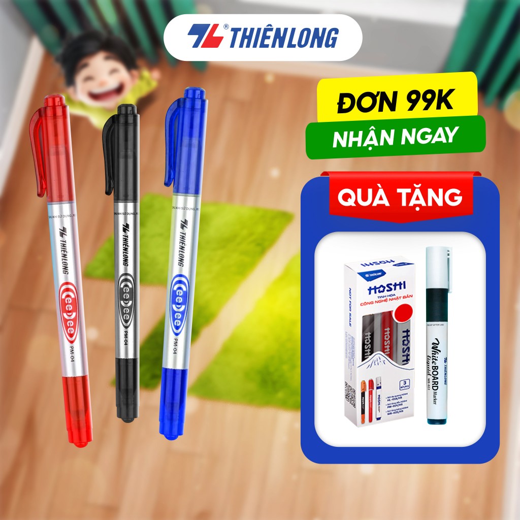 Combo 5/10/20 Bút lông dầu 2 đầu Thiên Long PM-04 bám dính tốt - Bút dạ ...