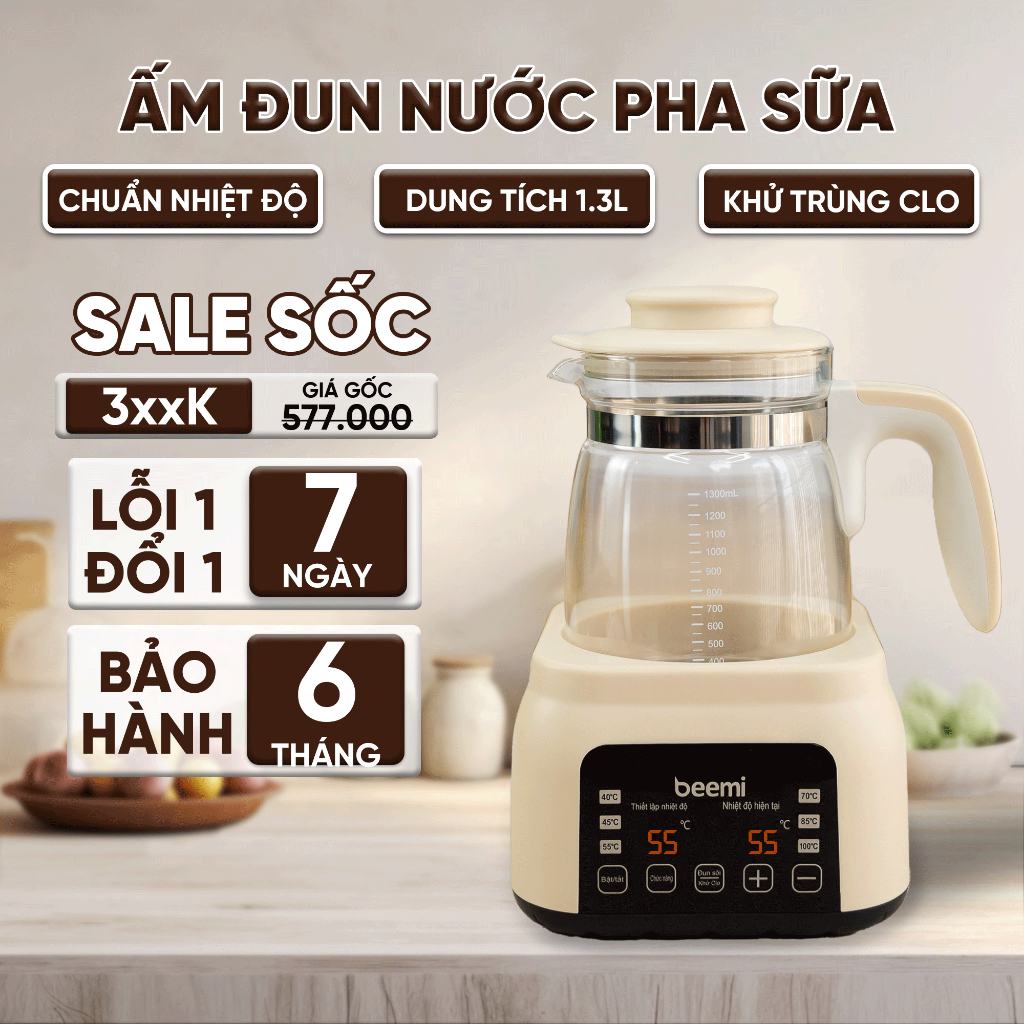 Ấm Đun Nước Pha Sữa Beemi, Bình Đun Nước Giữ Nhiệt 48h, Khử Clo, Hâm Và ...