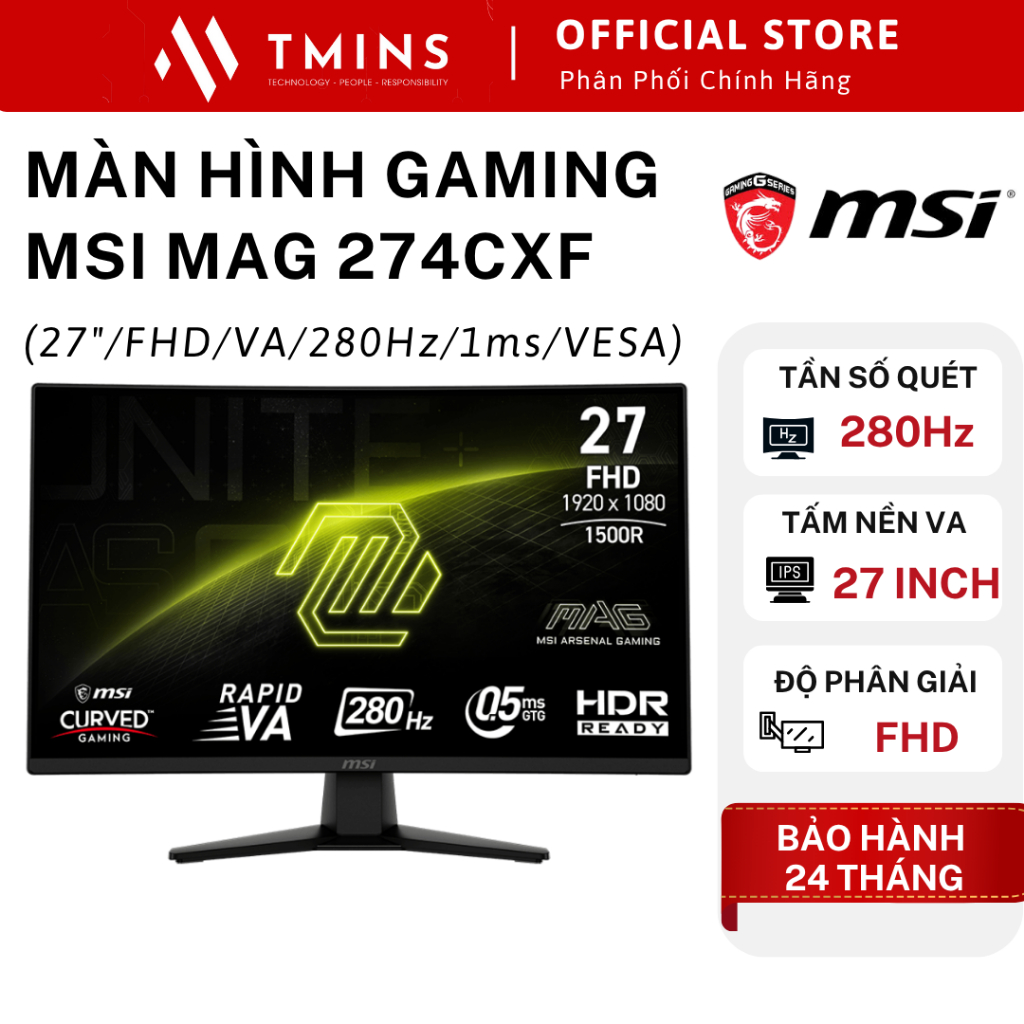Màn hình Gaming MSI MAG 274CXF (27 inch/ VA/ FHD/ 280Hz/ Cong) - Chính ...