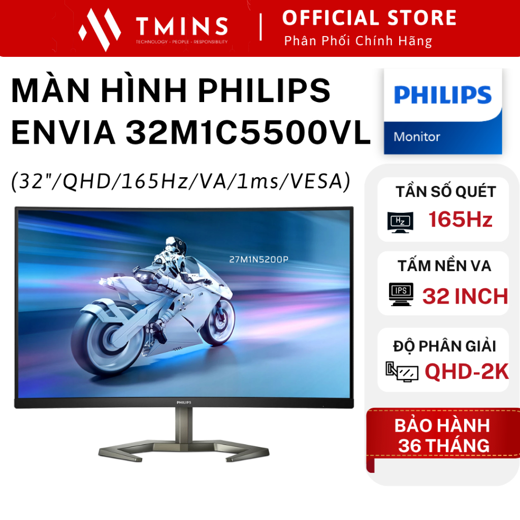 Màn hình gaming cong Philips Envia 32M1C5500VL (32 inch/VA/QHD/165Hz ...