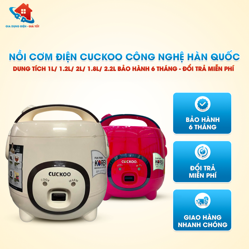 Nồi Cơm Điện CUCKOO Dung Tích 1L- 1,2L-1,8L Công Suất 700W Nắp Gài Hình ...