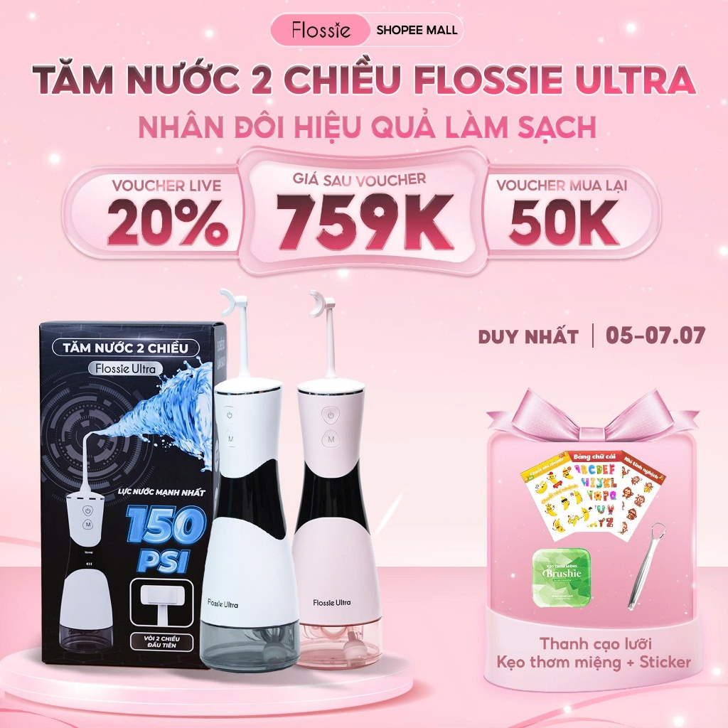 [GIÁ 849K TẠI SHOPEE VIDEO] Tăm nước 2 chiều Flossie Ultra chính hãng ...