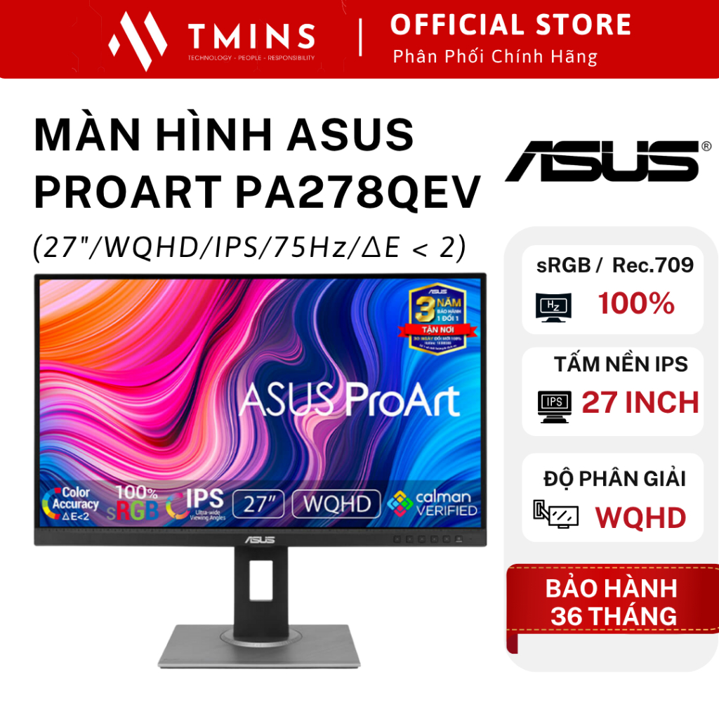 Màn hình đồ họa Asus ProArt PA278QEV (27.0Inch/ 2K/ 5ms/ 75HZ/ 350cd/m2 ...