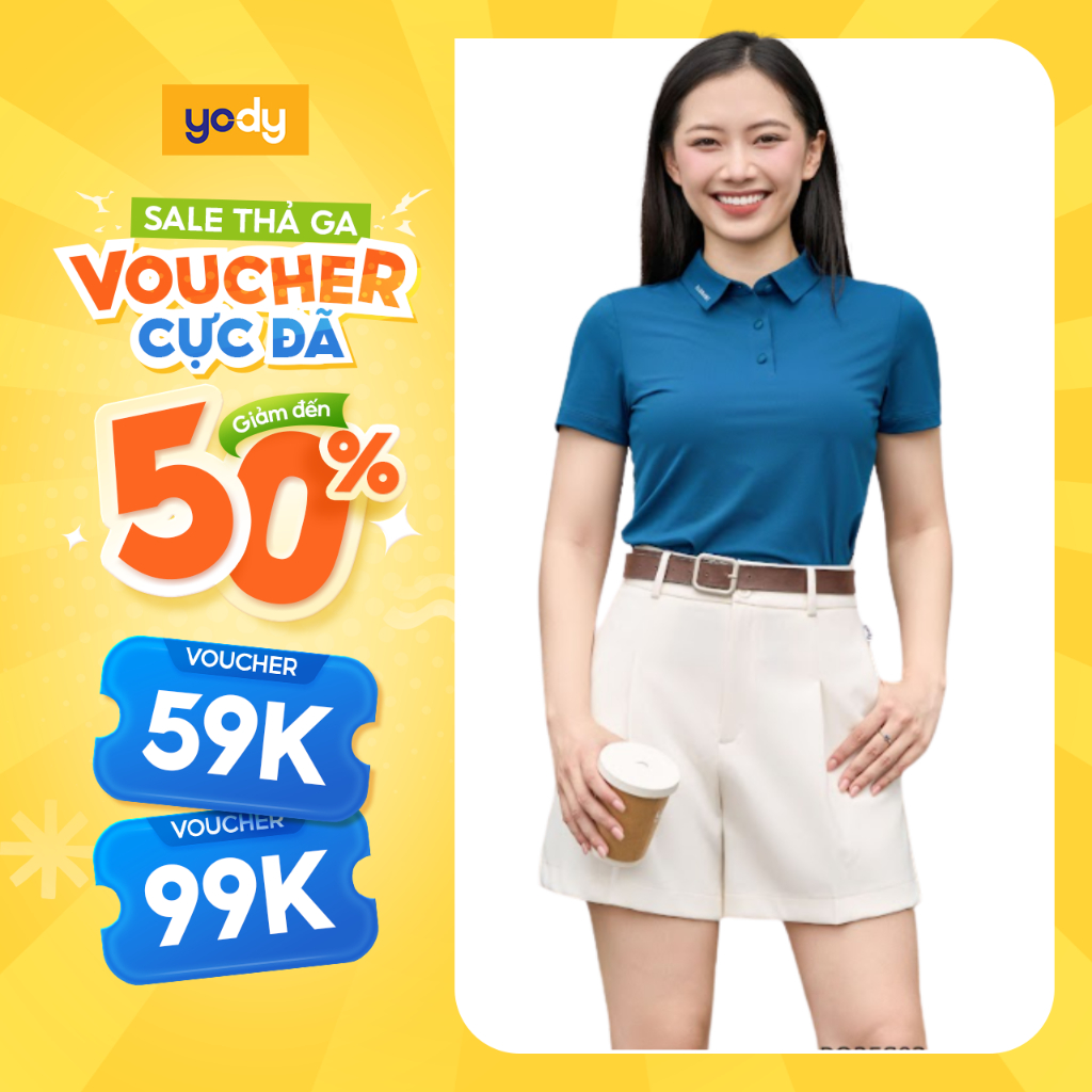 Áo Polo Yody Nữ cổ không đường may co giãn kiểm soát mùi cơ thể thoải ...