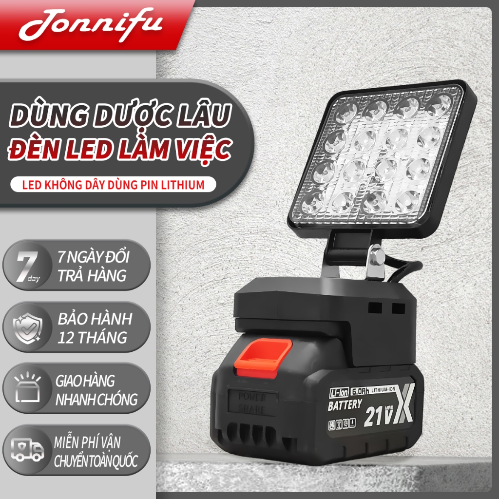 Đèn Pha LED Tonnifu 905 Dùng Pin Chân Phổ Thông - 21V Chung Pin Máy Khoan, Bulong, Quạt, Hút Bụi ...