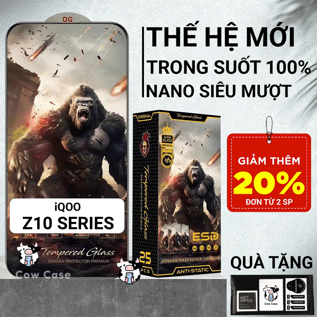 Cường lực iQOO Z10 Turbo Pro, Z10 Turbo, Z10X Cowcase chiến binh full màn | Miếng kính dán bảo ...