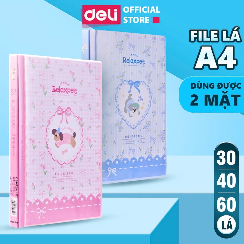 File lá File Đựng Tài Liệu RELAXPET Dễ Thương Deli 30/40/60 Lá Khổ A4 Tiện Dụng Cho Học Sinh ...