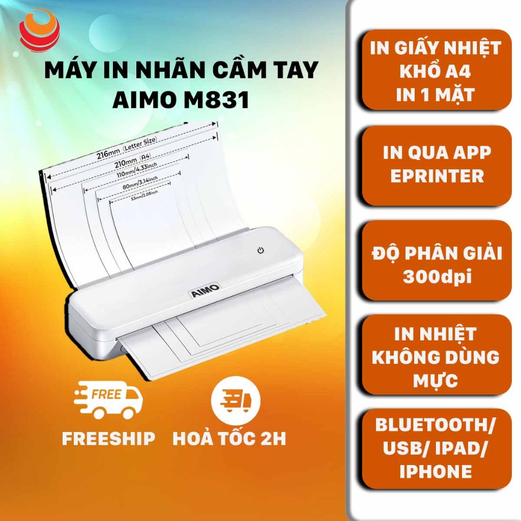 Máy In Di Động Tài Liệu M831 - In giấy A4 nhiệt - Kết nối Bluetooth in ...