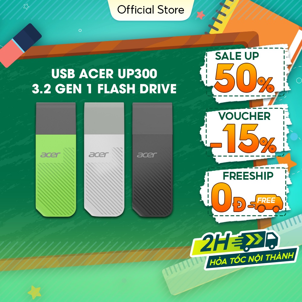 USB Acer UP300 32GB|64GB|128GB, Chuẩn 3.2 Gen 1, Tốc độ đọc Upto 120 MB/s Chính hãng Bảo hành 5 ...