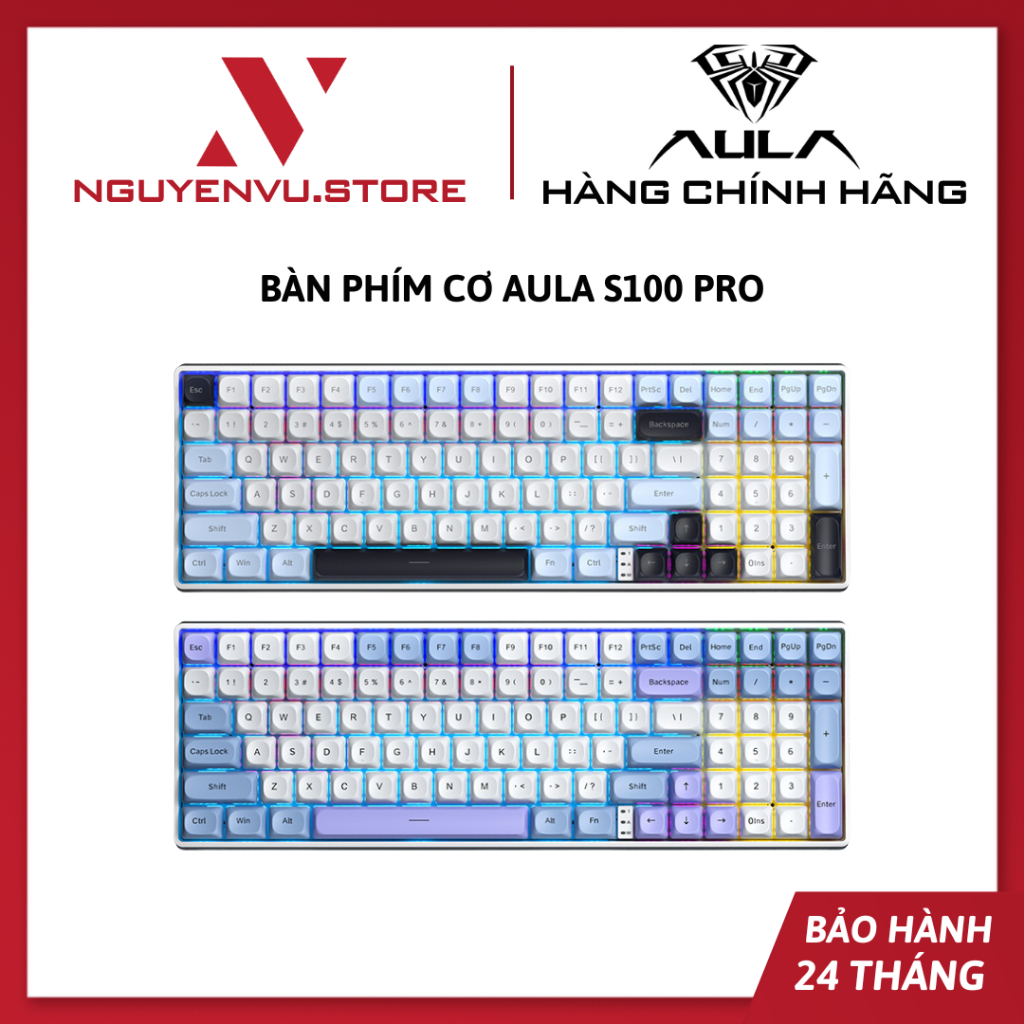 Bàn phím cơ AULA S100 Pro (3 mode/Hot-swap/4000mAh) - Hàng chính hãng ...
