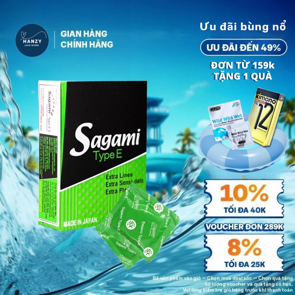 Bao cao su gai Sagami type E có gân gai chính hãng hộp 5 chiếc-siêu ...