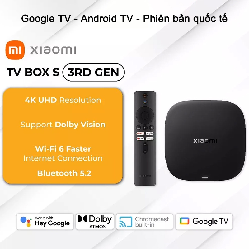 Xiaomi TV Box S 3rd Gen - 4K Ultra HD Streaming tivi - Google TV - Android TV - Phiên bản quốc ...