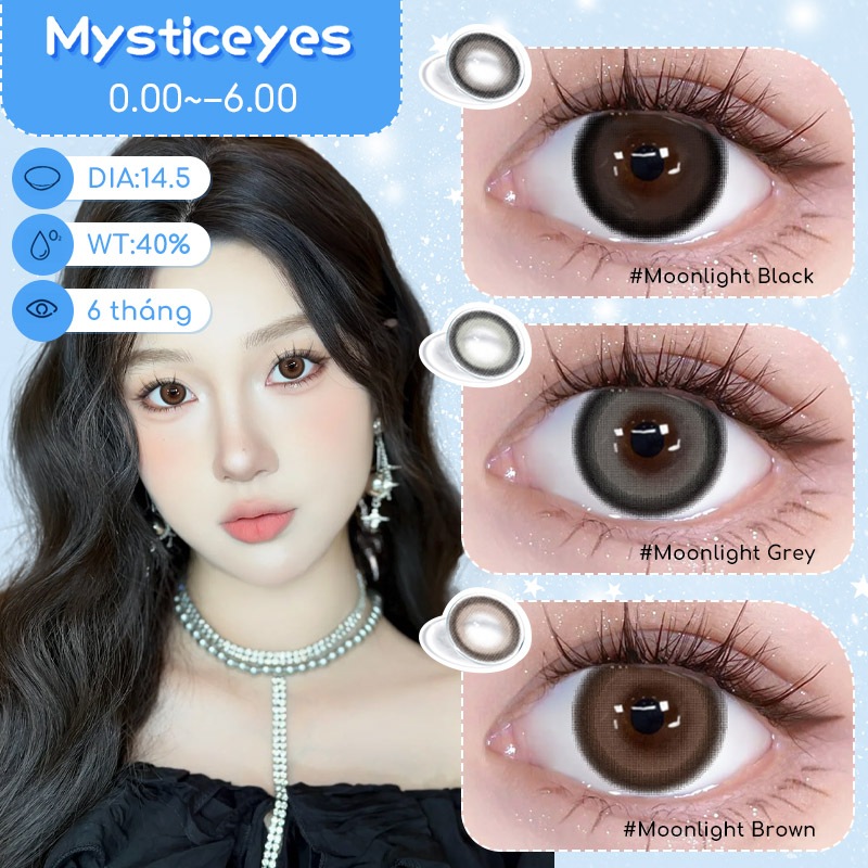 [Moonlight 0-6 độ, 1 cặp] Kính áp tròng Mysticeyes Moonlight Black ...