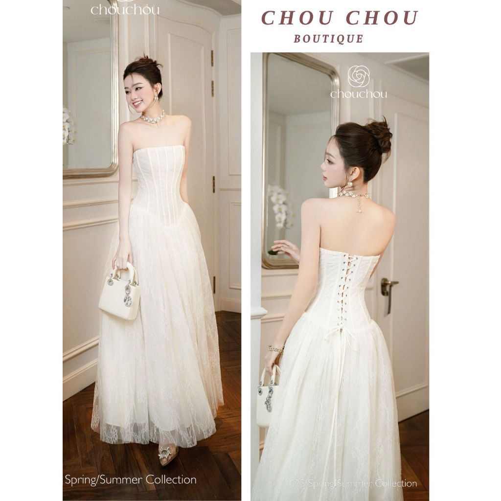 [ Sẵn - Hỏa Tốc ] Đầm Ren Coset Đan Dây Lưng Chuẩn CHOUCHOU Đầm Tiệc ...