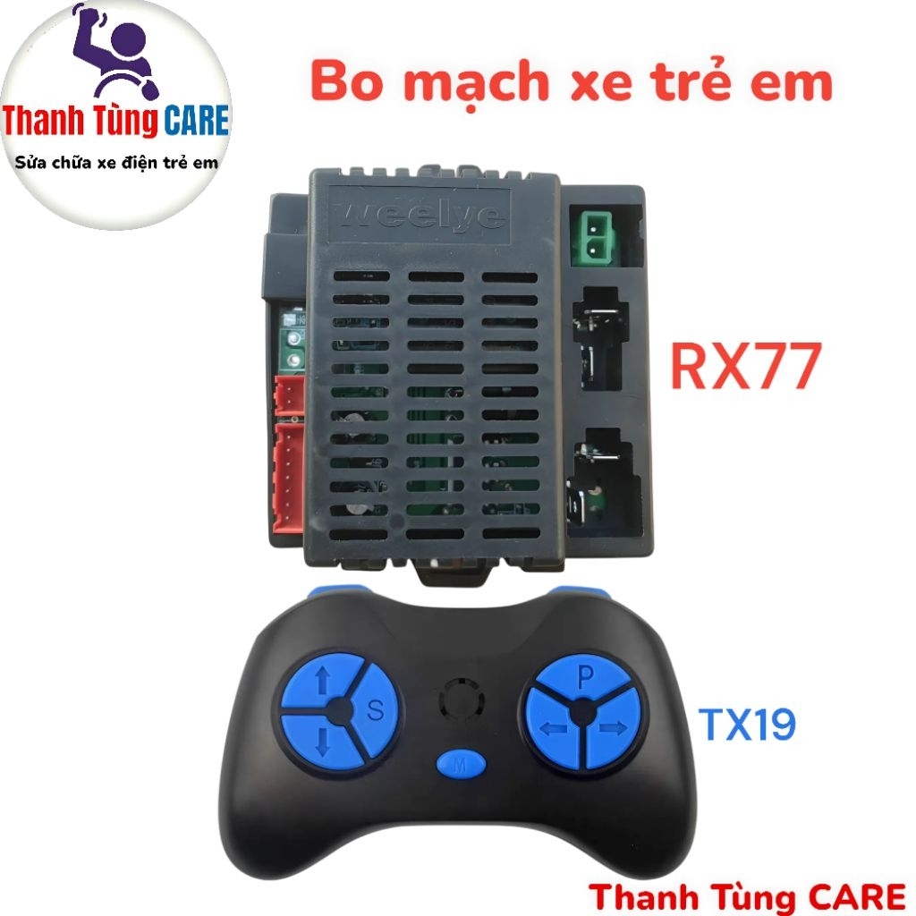 Bo mạch RX77 12V và Remote TX19 cho Ô tô, Xe máy điện trẻ em Nel 918 ...