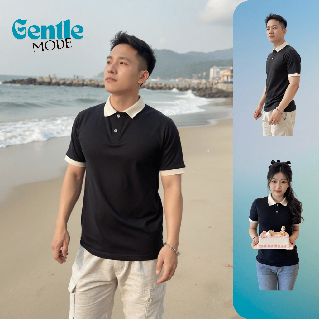 Áo polo nam phối cổ vải cotton pique interlock cá sấu thanh lịch, sang trọng - GentleMode ...