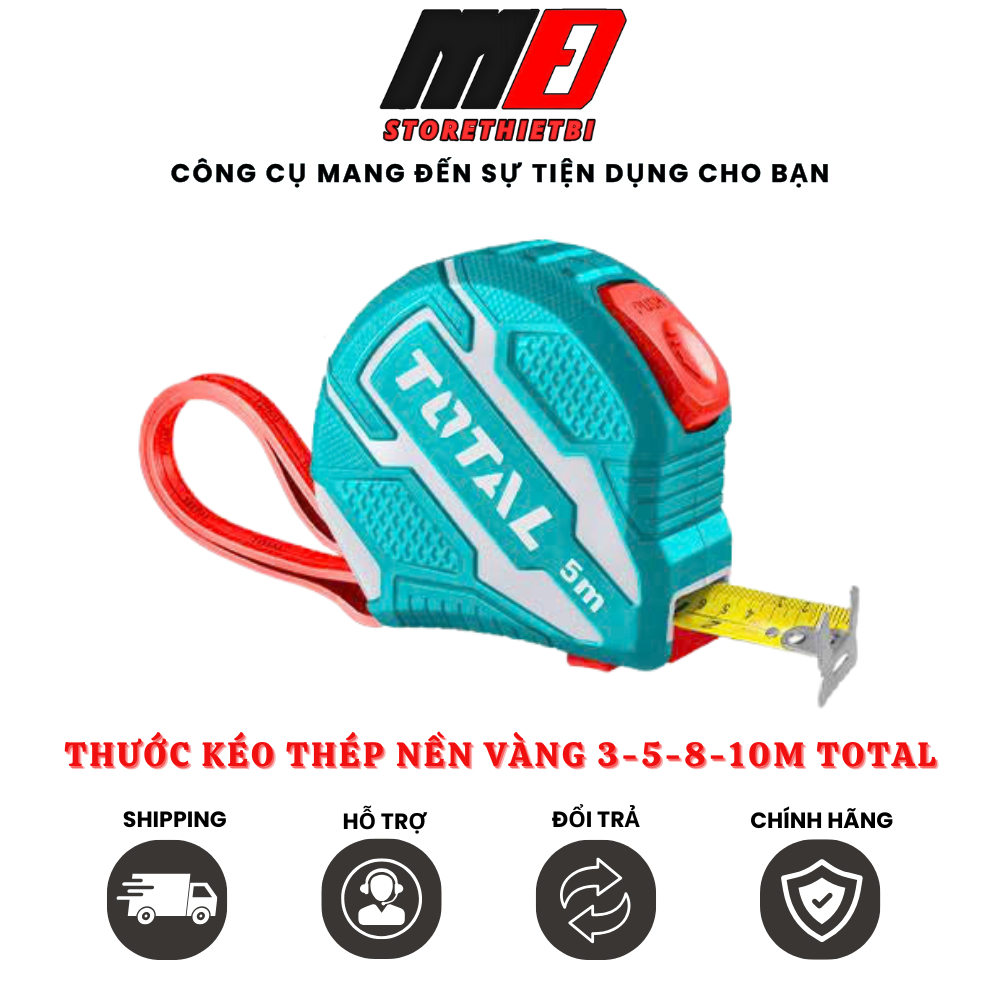 Thước kéo Thép Nền Vàng 3 - 5 - 8 - 10M TOTAL TMT126231 TMT126251 ...