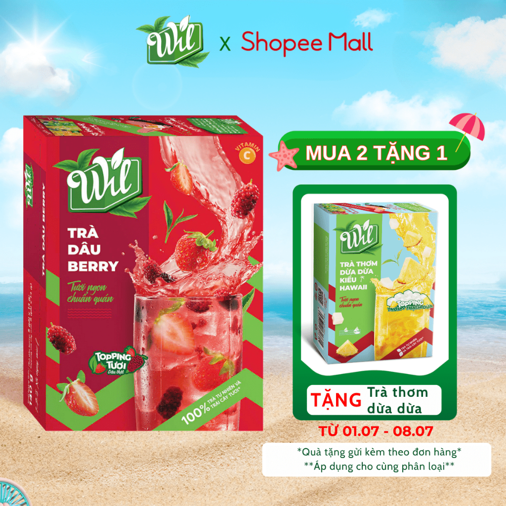 [MUA 2 TẶNG TRÀ THƠM] Trà dâu berry topping mứt dâu Wil bột trà hòa tan ...