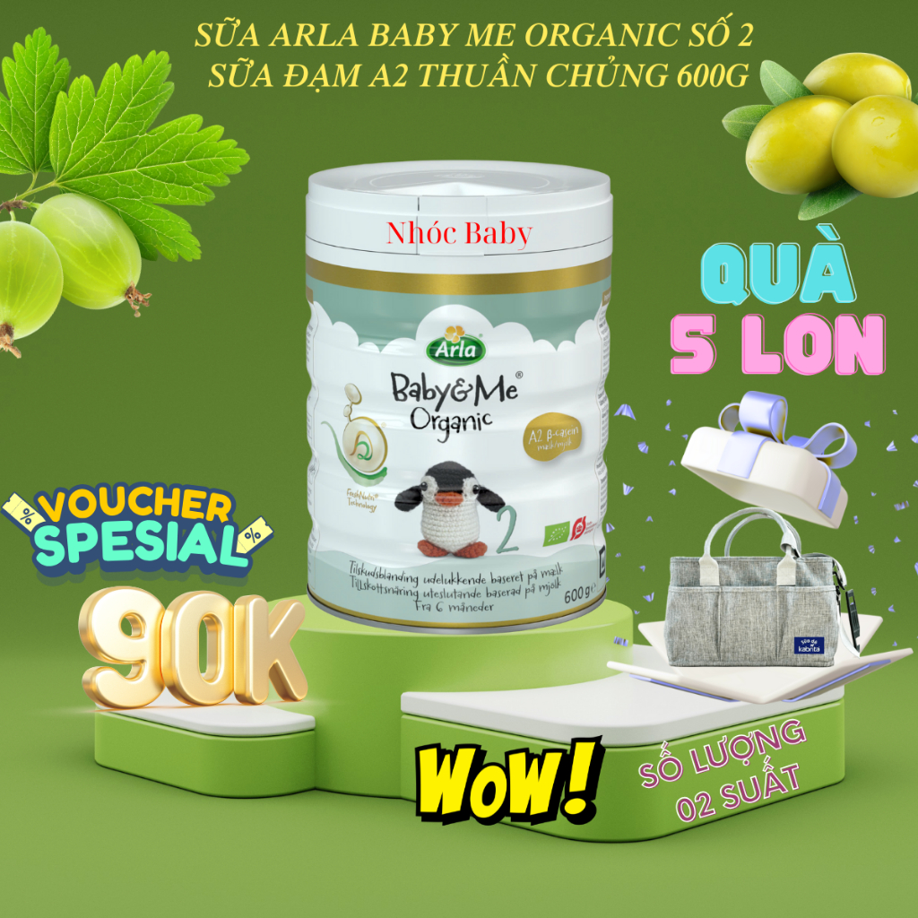 [Combo 5 Lon] HiPP Sữa Arla Baby Me Organic số 2 sữa đạm A2 thuần chủng hữu cơ 600g giúp bé tăng ...