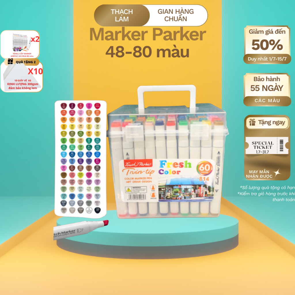 Giao Hỏa Tốc – Bút Marker Touch 48/60/80 Màu Kèm Hộp Nhựa, Vẽ Tranh, Tô ...