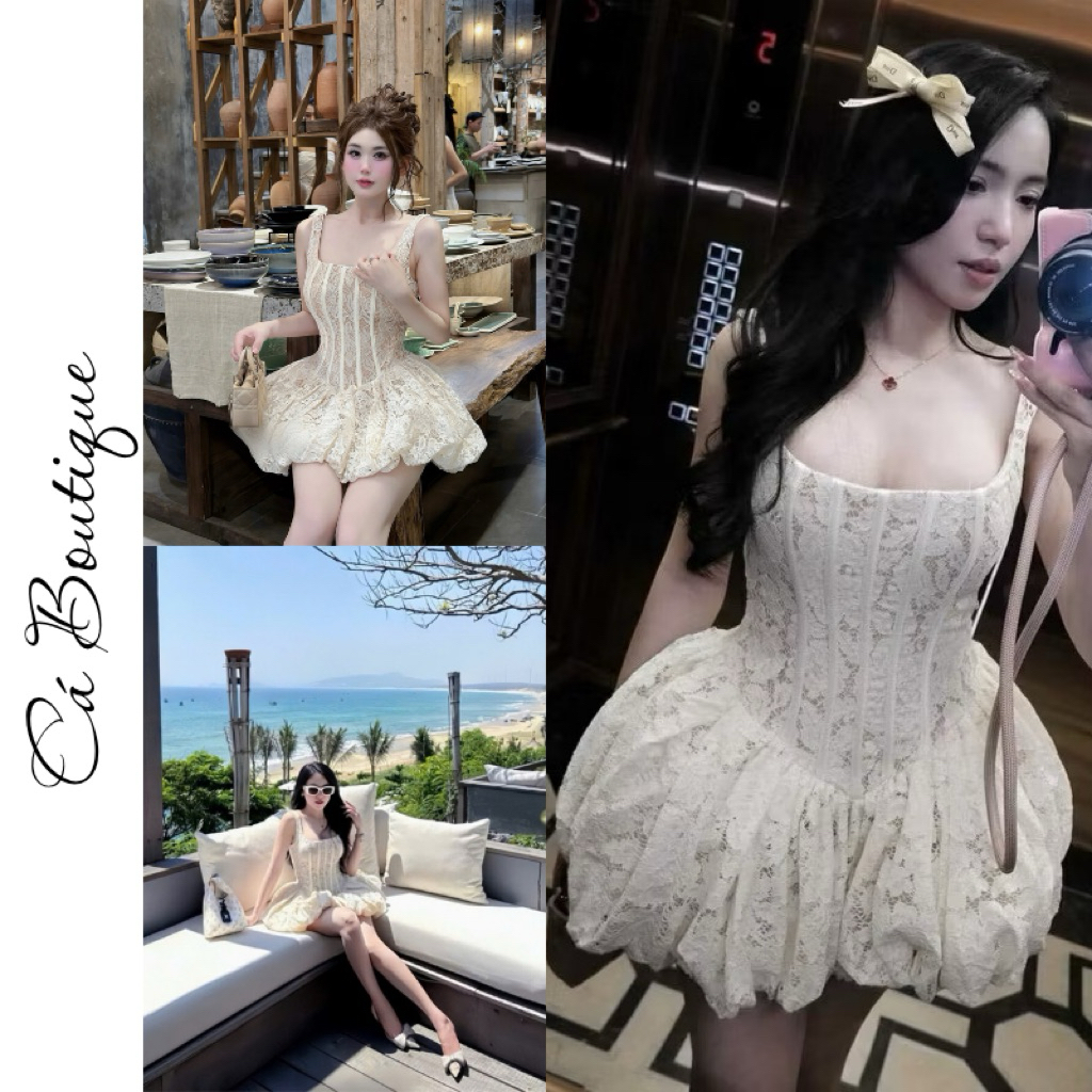 Đầm corset ren mềm có gọng dáng bí bồng xoè phong cách "CỔ ĐIỂN" pha hiện đại cao cấp phù hợp đi ...