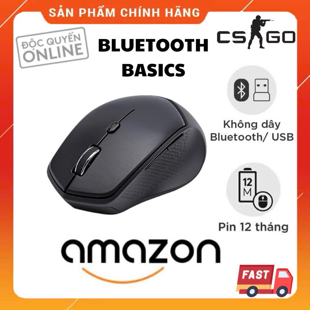 Chuột Bluetooth Basics BT 5.1 & 2.4Ghz 3600 DPI bền bỉ 6-Button , 2 chế ...